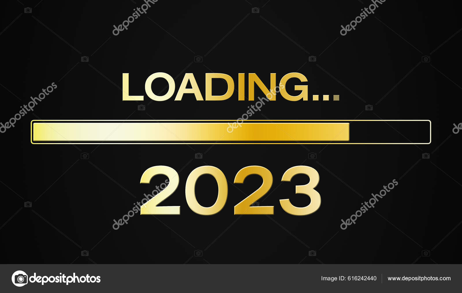 Illustration Loading Bar Gold Message Loading 2023 Dark Background New ...
