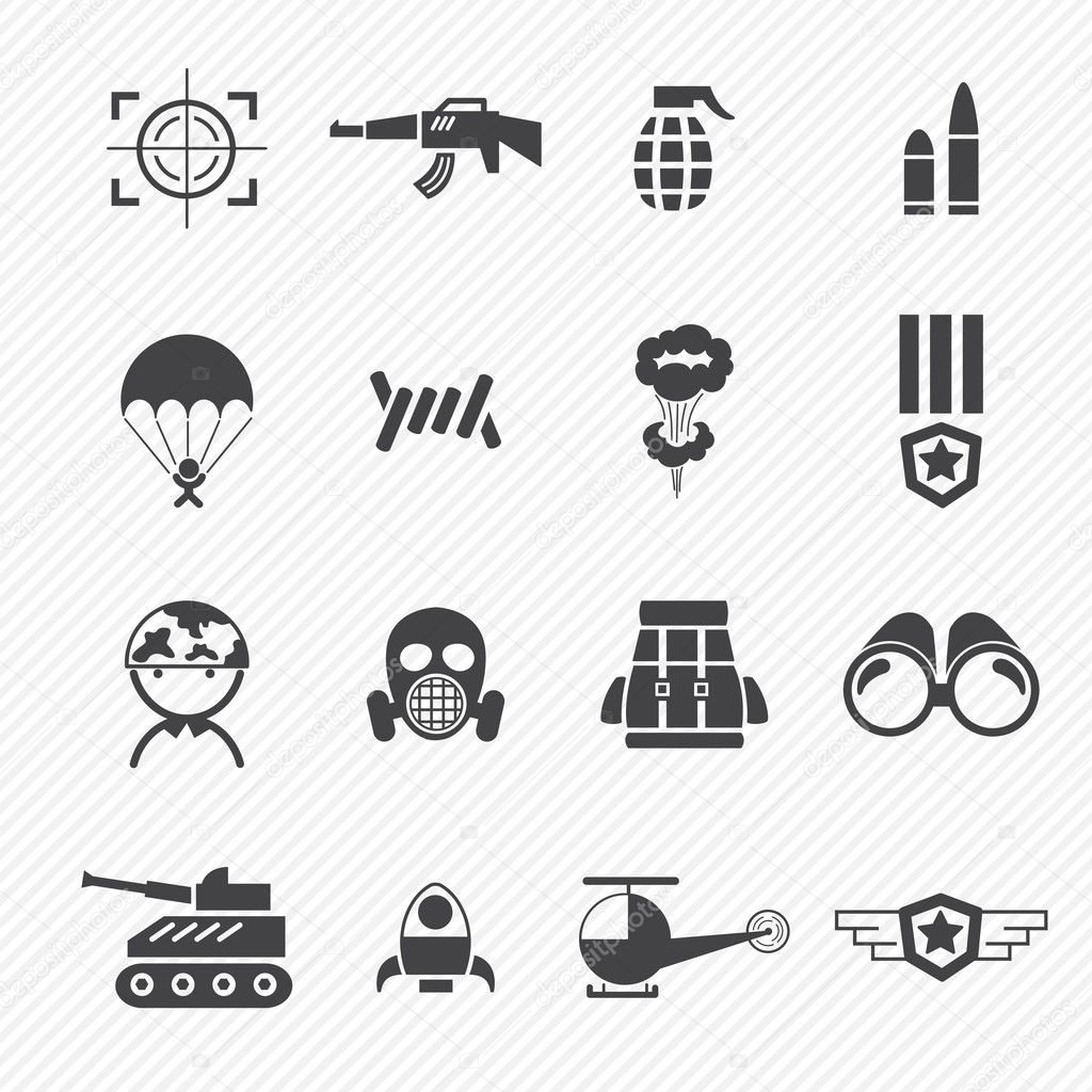 Military and war icons — Stock Vector © jehsomwang #43662085