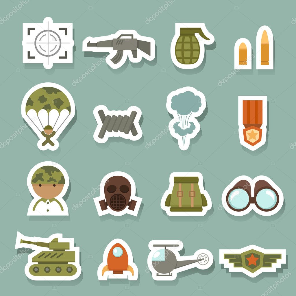 Military and war icons — Stock Vector © jehsomwang #45220279