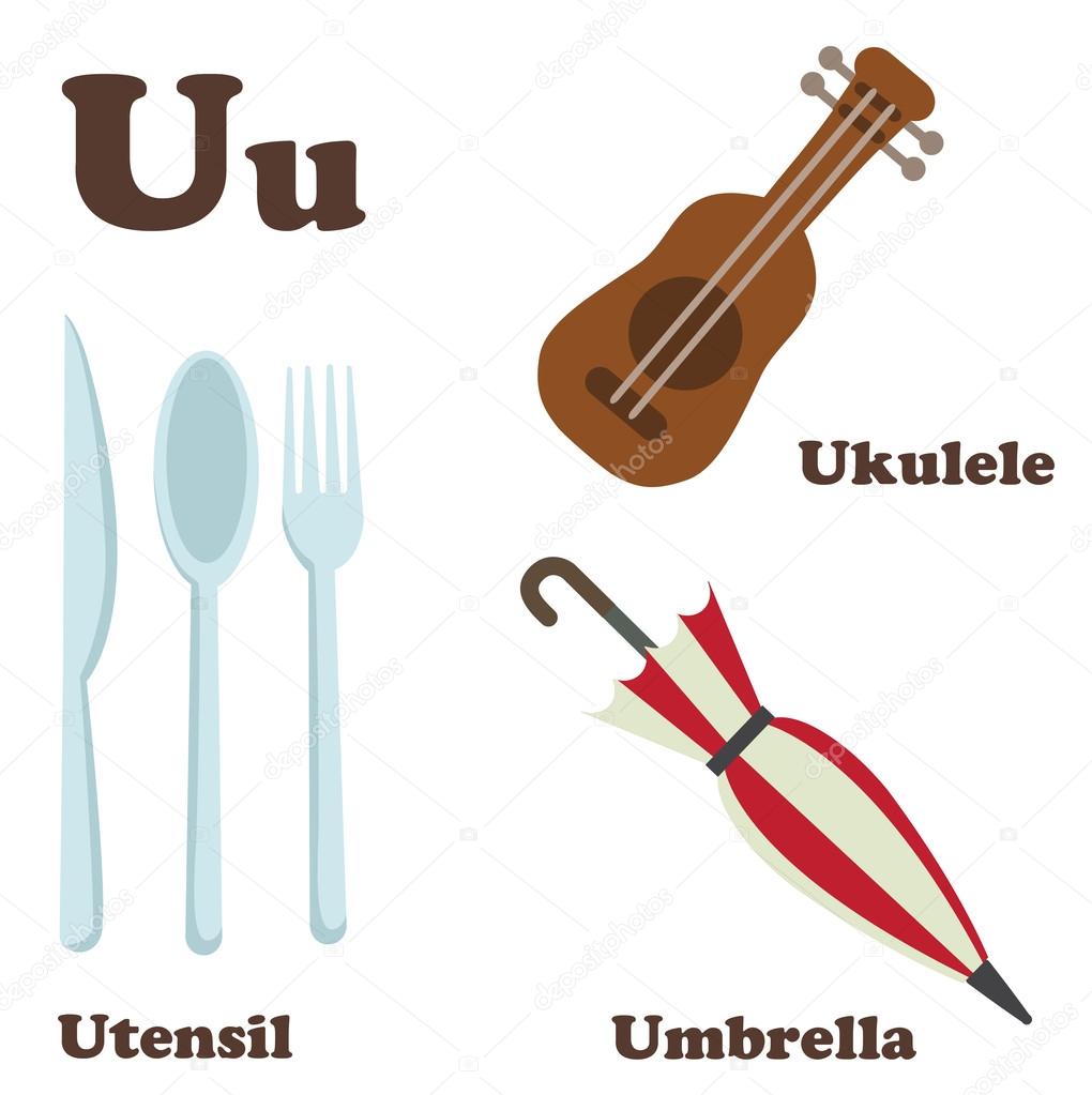 Alphabet U letter.Umbrella,Ukulele,Utensil Stock Vector Image by ...
