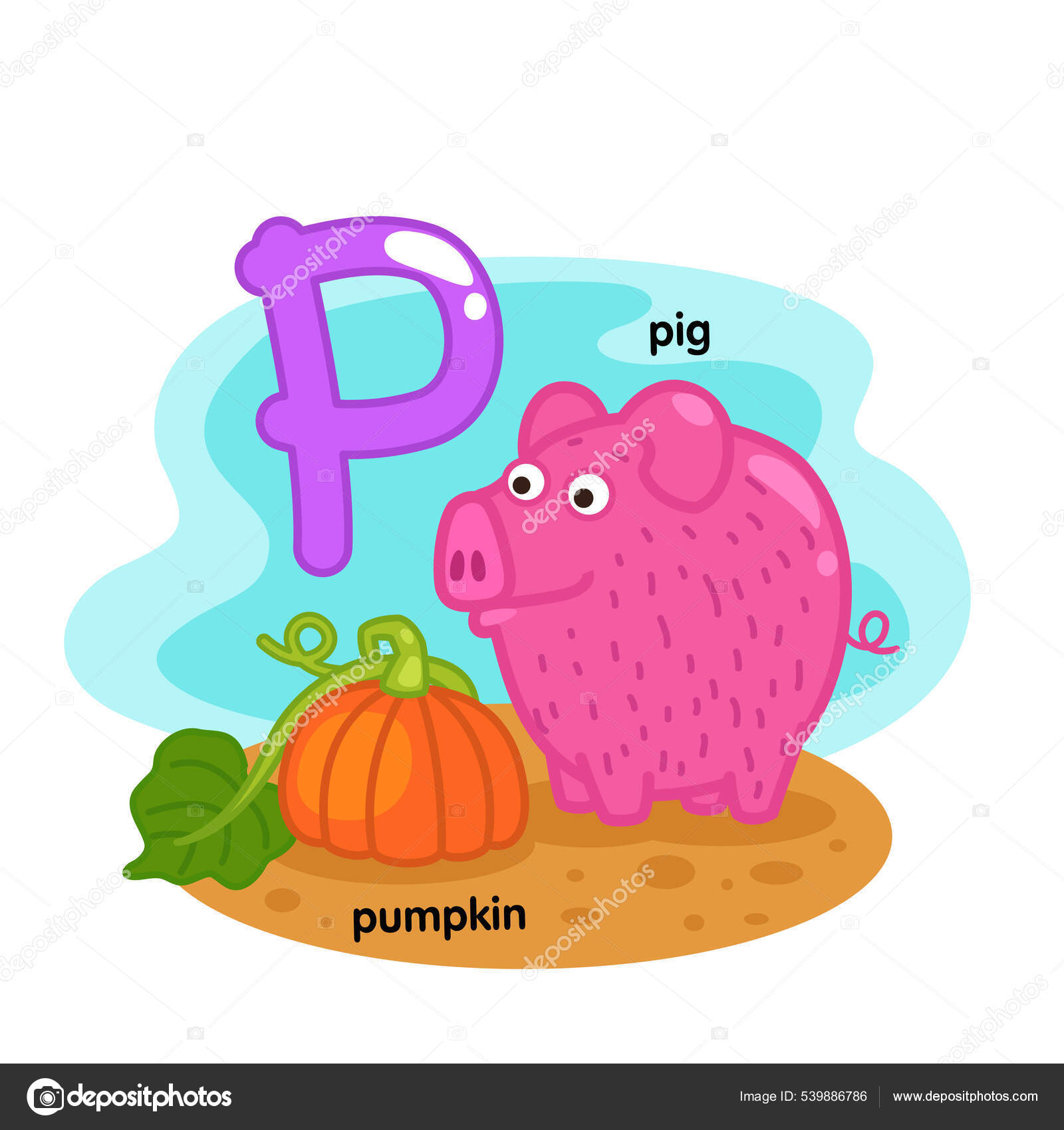 Alphabet Isolated Letter Pig Pumpkin Illustration Vector Stock Vector ...
