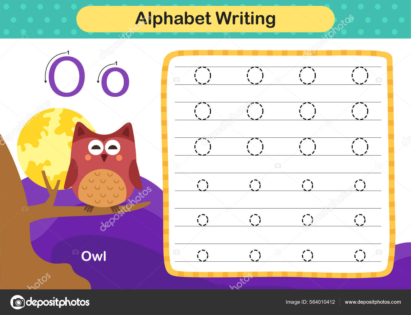 Alphabet Letter Owl Exercise Cartoon Vocabulary Illustration Vector ...