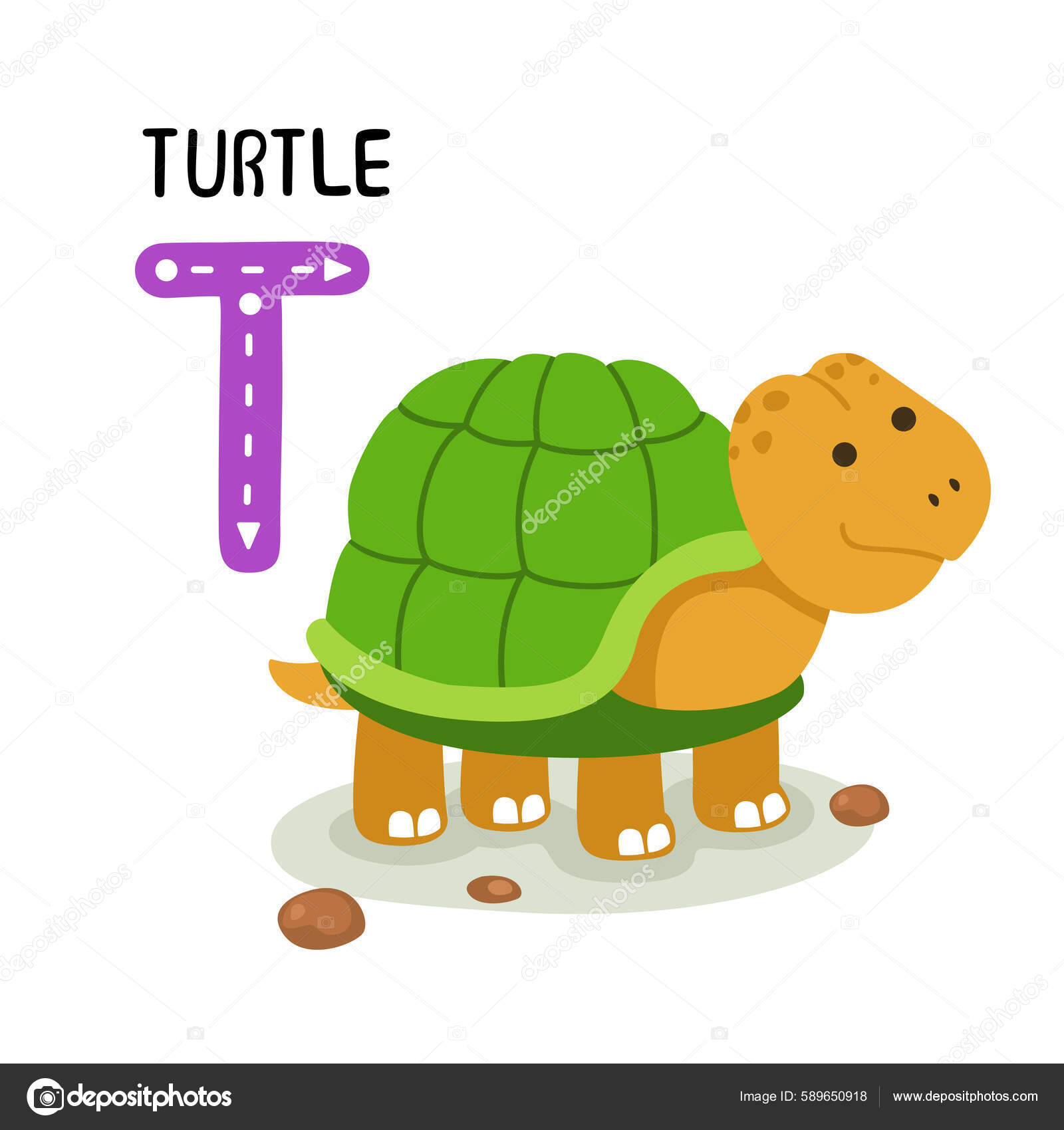 Illustration Isolated Animal Alphabet Letter Turtle Stock Vector by ©jehsomwang 589650918