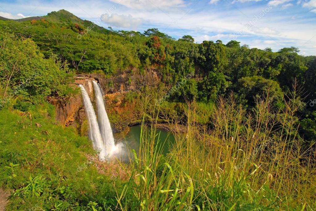 Remote waterfall in rainforest, Hawaii Stock Photo by ©Nyker 51202127