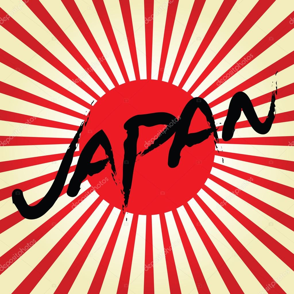 Sol naciente Bandera de Japón con texto de Japón 2022