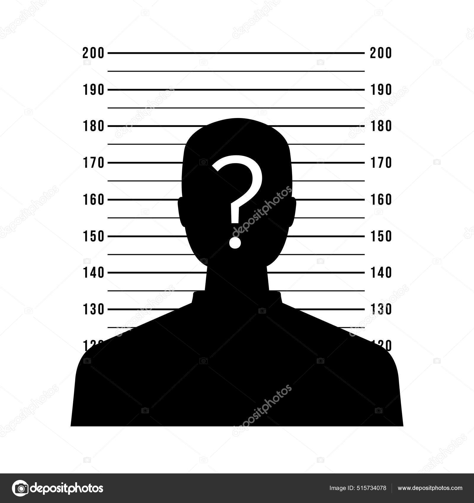 Silhouette Anonymous Man Question Mark Mugshot Police Lineup Background ...