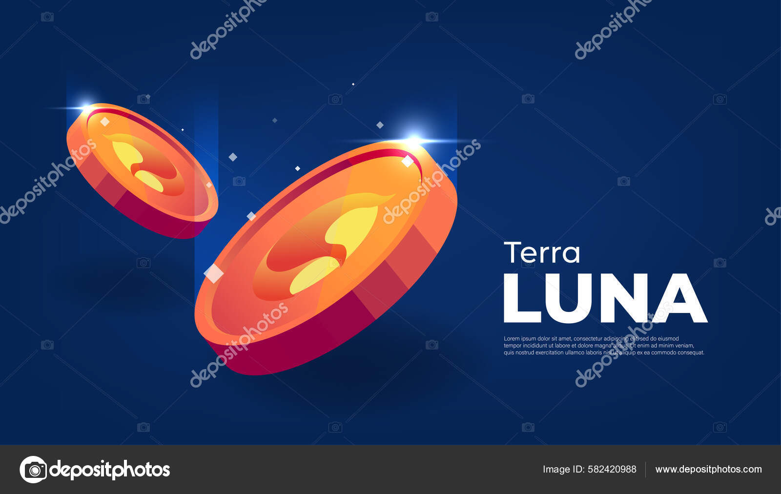 Terra Luna Coin Banner Luna Coin Cryptocurrency Concept Banner ...