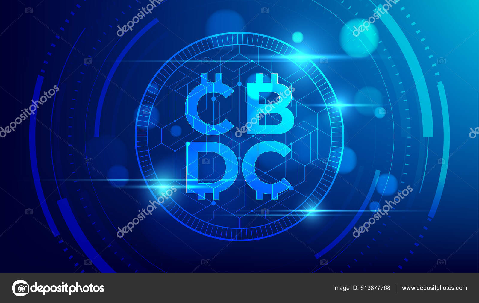 Cbdc Futuristic Digital Money Blue Background Central Bank Digital Currency Stock Vector Image ...