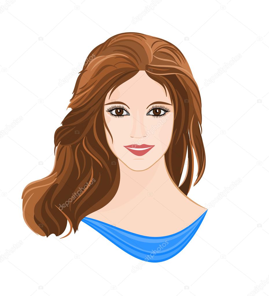 Girl with long brown hair — Stock Vector © Tina5 #43944337