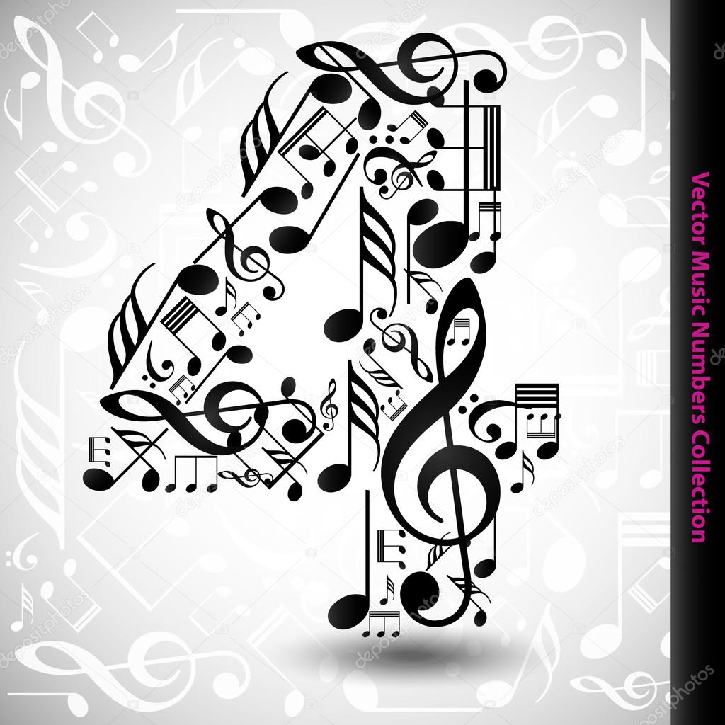 Number 4 from music notes — Stock Vector © grafikamalkova@gmail.com ...