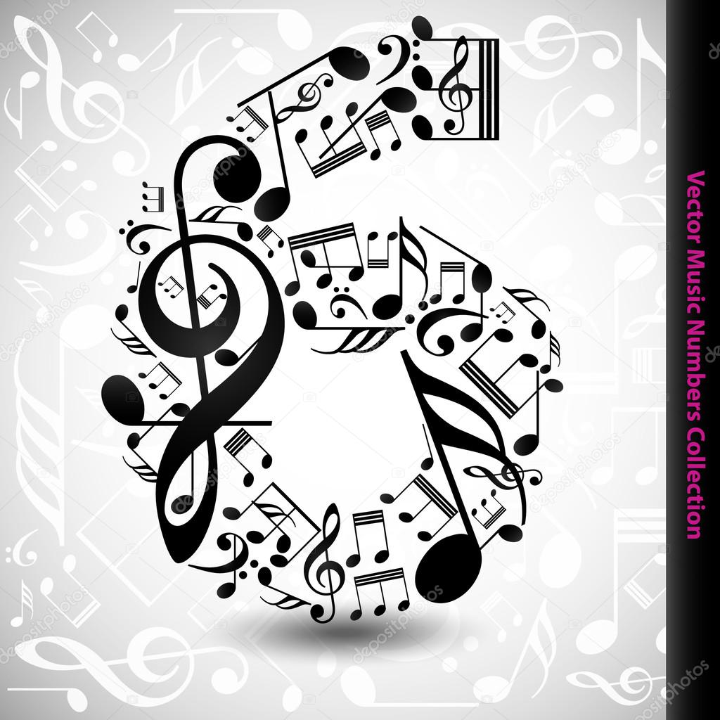 Number 6 from music notes — Stock Vector © grafikamalkova@gmail.com ...
