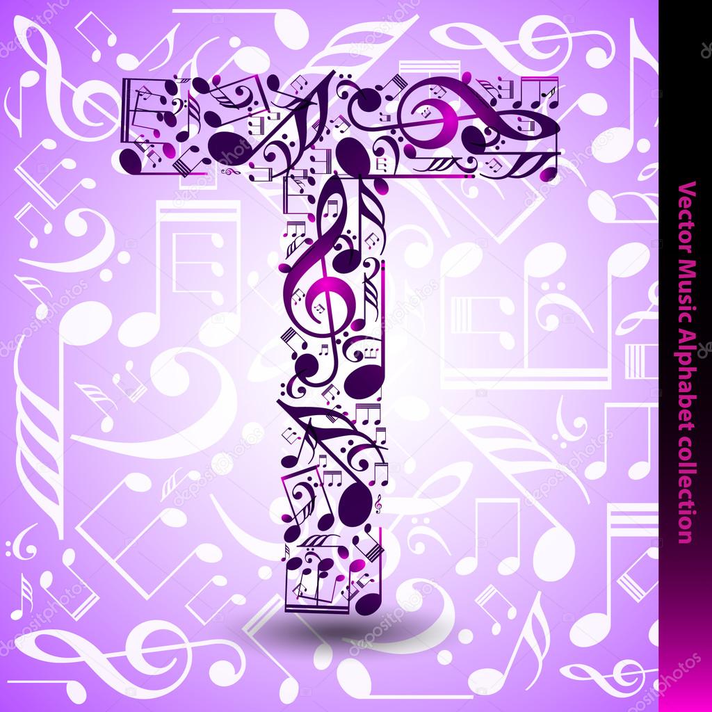 T from music notes — Stock Vector © grafikamalkova@gmail.com #43949977