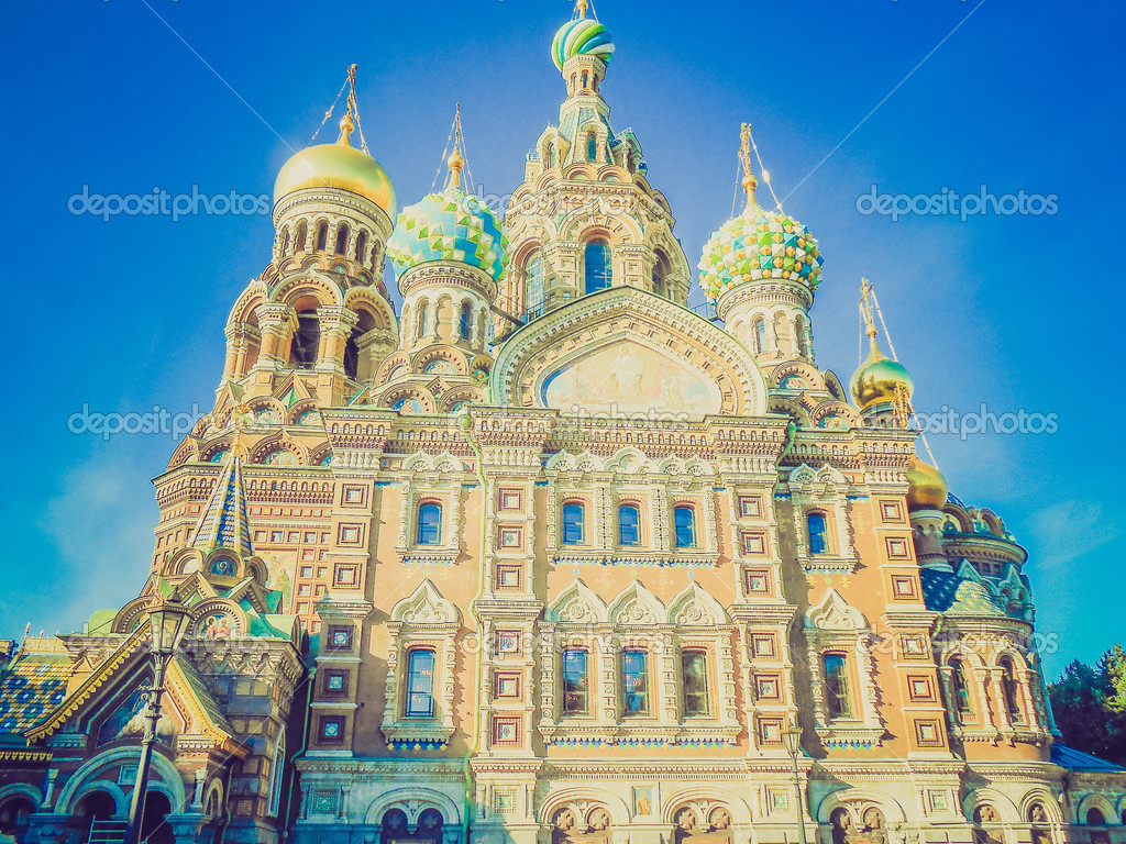 Retro look Church on Spilt Blood in St Petersburg — Stock Photo ...