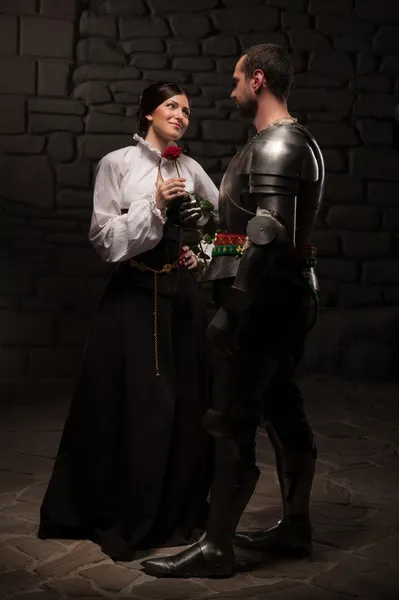 Knight giving a rose to lady — Stock Photo © Dmyrto_Z #49117007