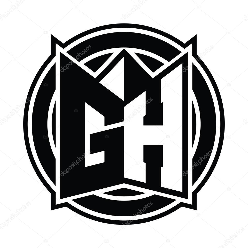 GH Logo plantilla de diseño monograma con forma de escudo espejo y ...