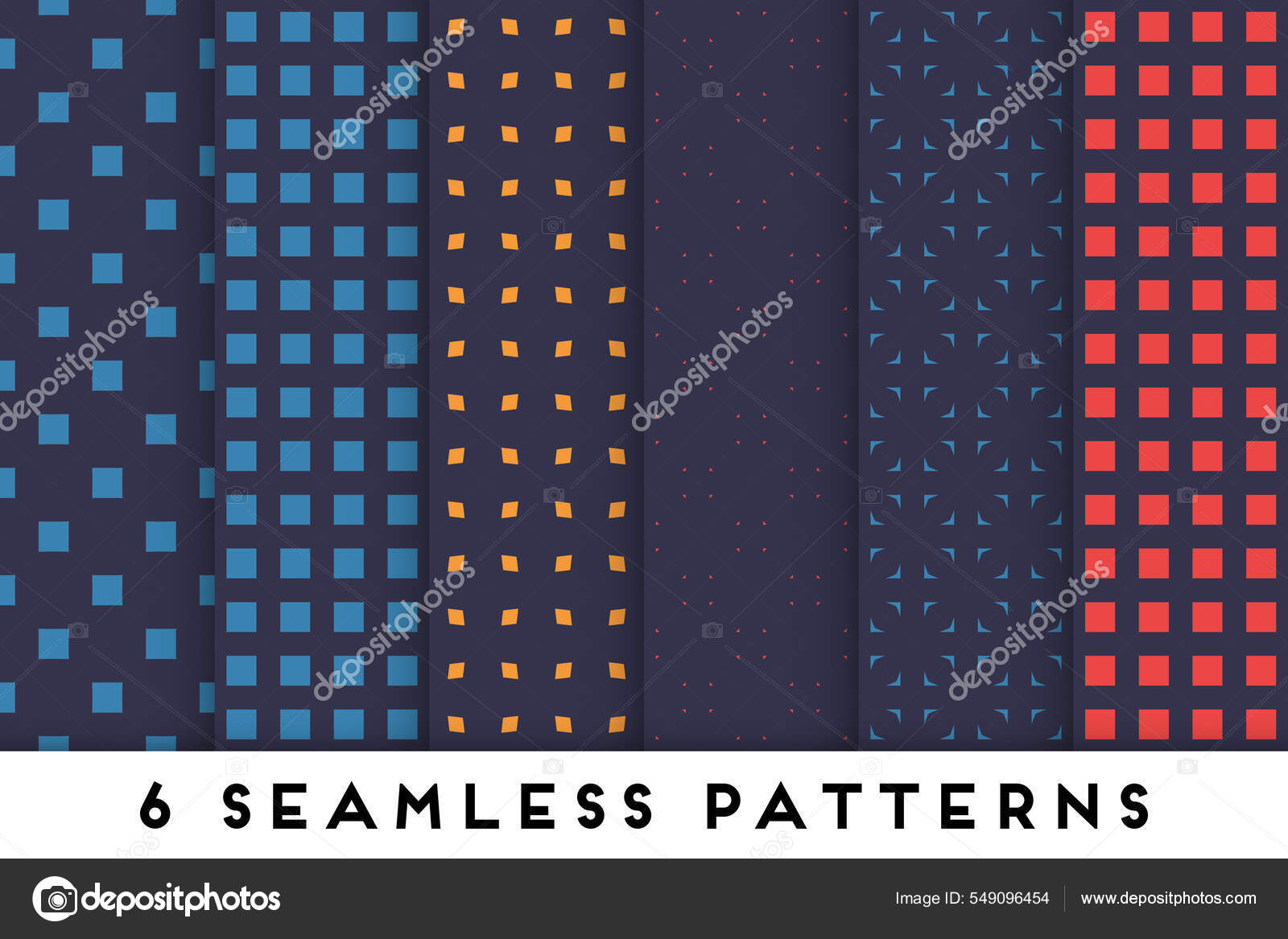 Simple seamless pattern collection with colorful geometric elements ...