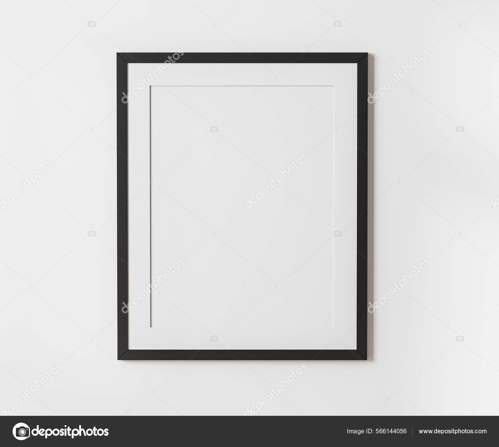 Black Blank Frame Mat White Wall Mockup Ratio 40X50 Inches — Stock ...