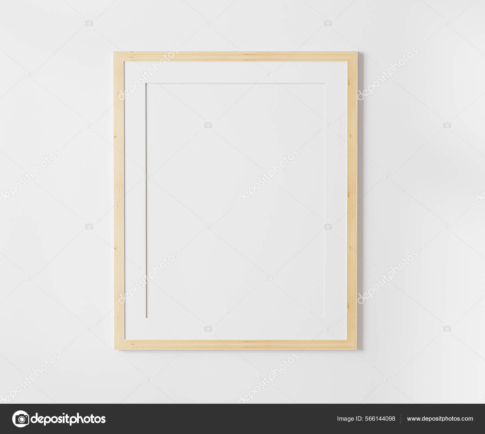 Wooden Blank Frame Mat White Wall Mockup Ratio 40X50 Inches Stock Photo ...