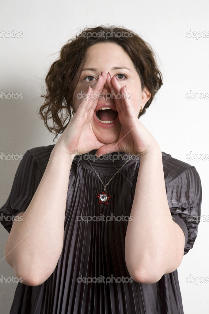 Young adorable woman shouting. — Stock Photo © elenarostunova #45380649