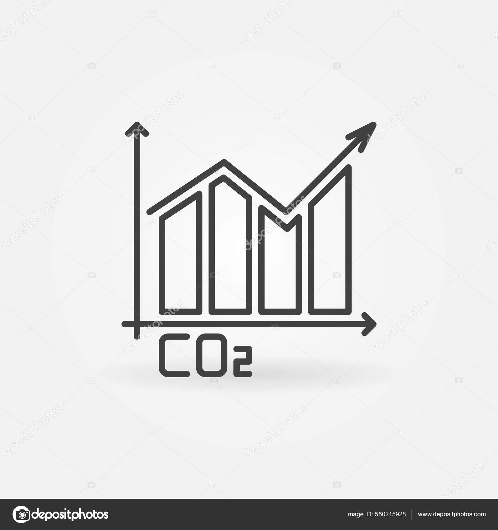 Gráfico de barras de CO2 Gráfico con vector de flecha icono de línea ...