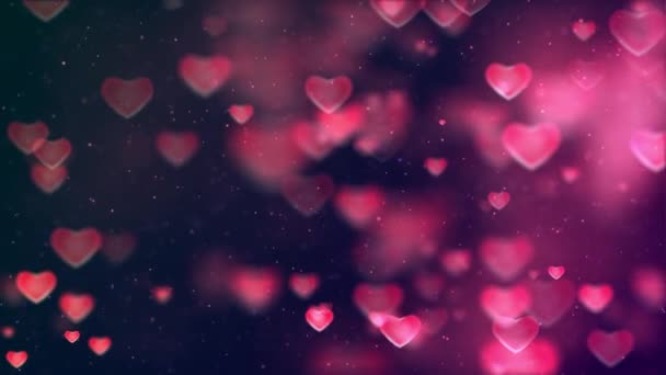Rising Floating Heart Particle Animated Background Video Red Love ...