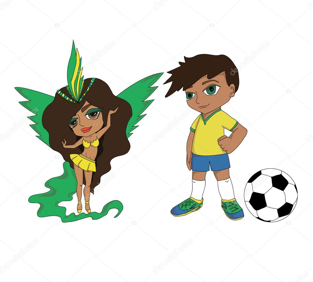 Niña y niño de Brasil — Vector de stock © netsoul #46343783