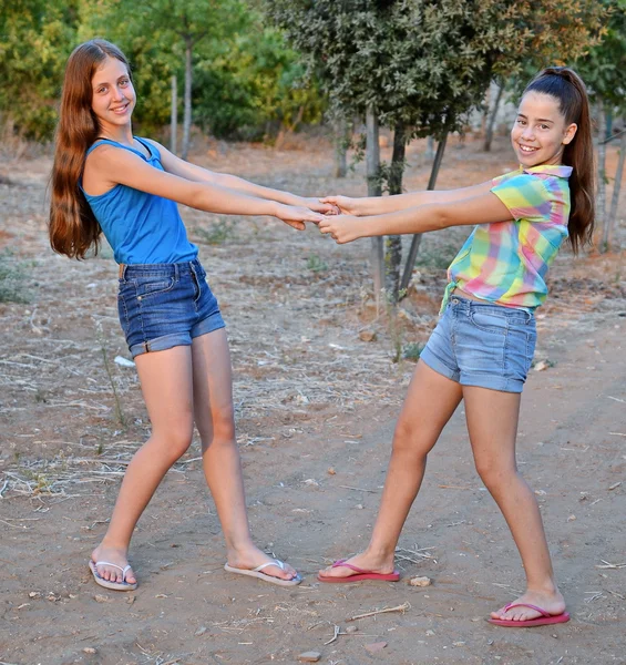 Two best friend girls holding hands — Stock Photo © dnaveh #51484781