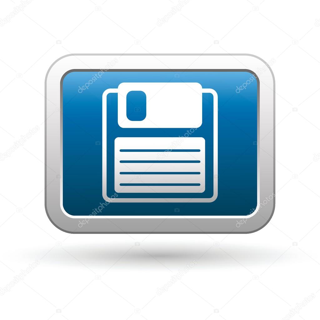 Guardar icono en el azul con el botón rectangular plata — Archivo ...