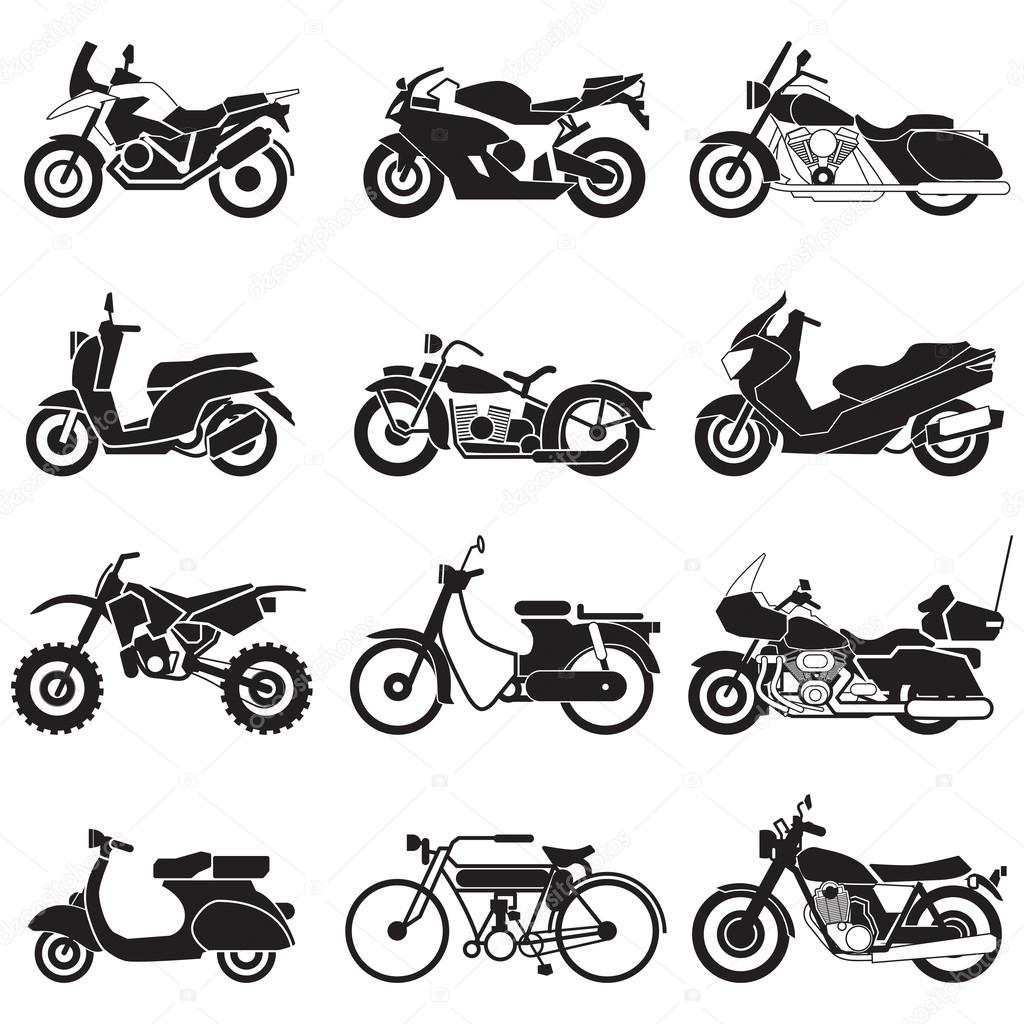 Motorcycle Icons set Vector Illustration — Stock Vector © bitontawan02 ... Motorcycle Icons set Vector Illustration — Stock Vector © bitontawan02 ...