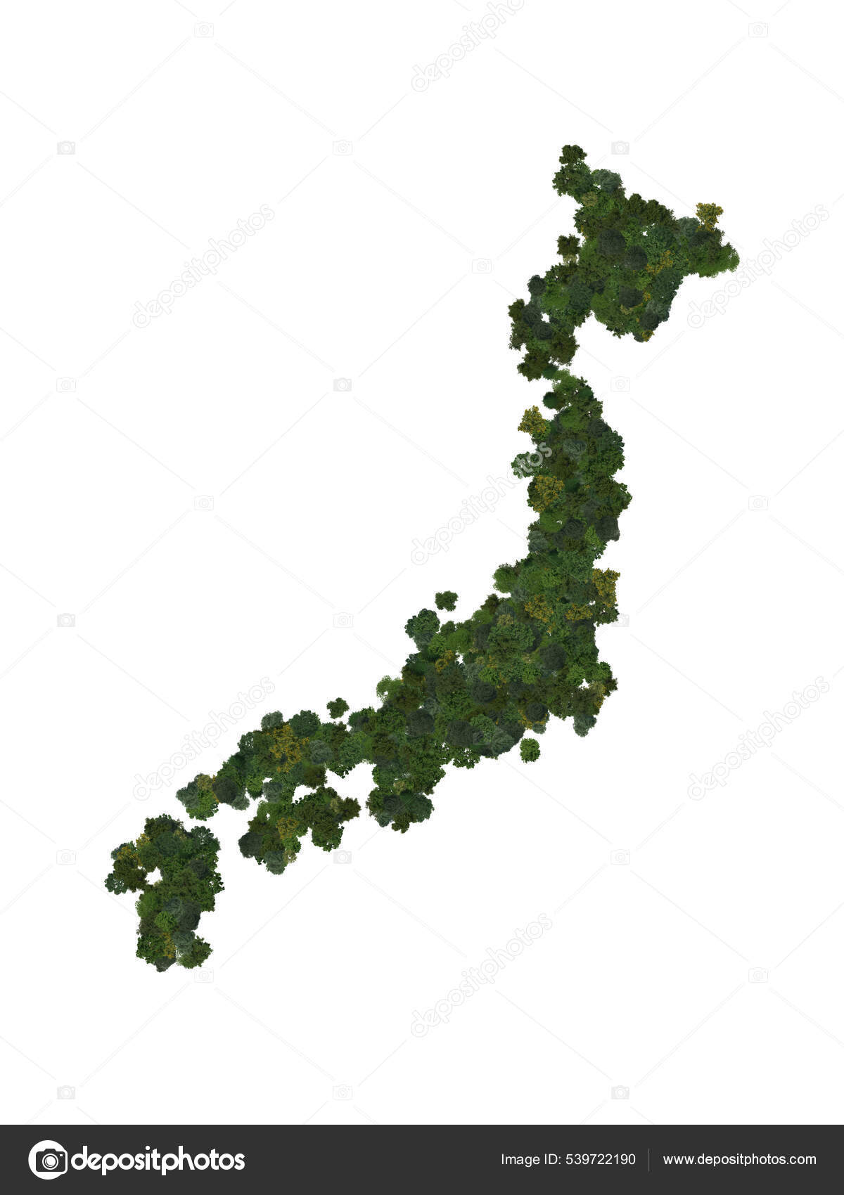 Top View Forest Trees Forming Map Japan Top View Environmental — Stock ...