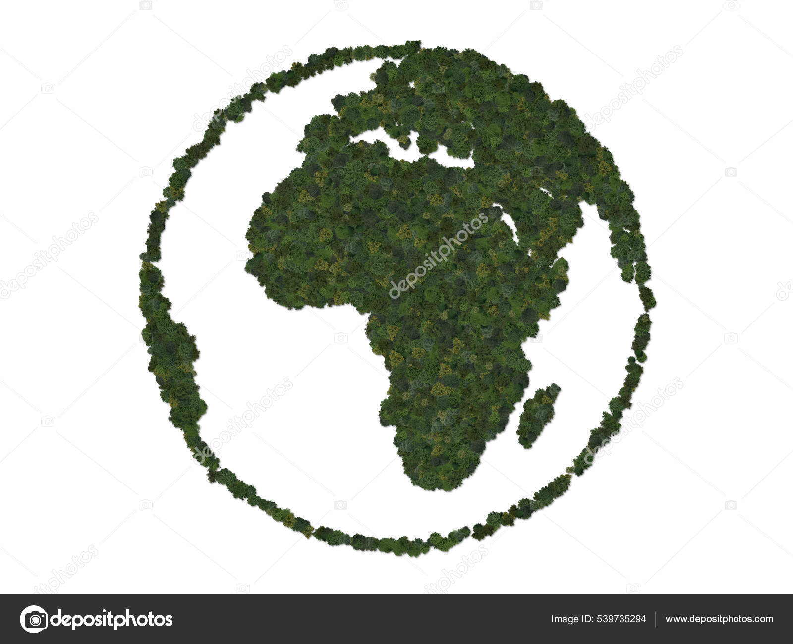Top View Forest Trees Forming Globe Showing Africa Europe Environmental ...