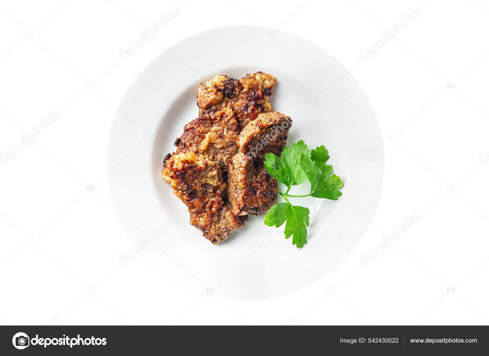 Fried Liver Offal Pork Beef Healthy Meal Food Snack Table Stock Photo ...