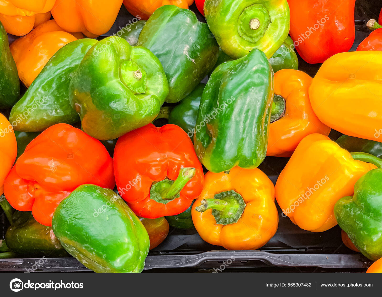 Sweet Bell Pepper Colored Fruit Counter Market Store Healthy Meal Stock ...