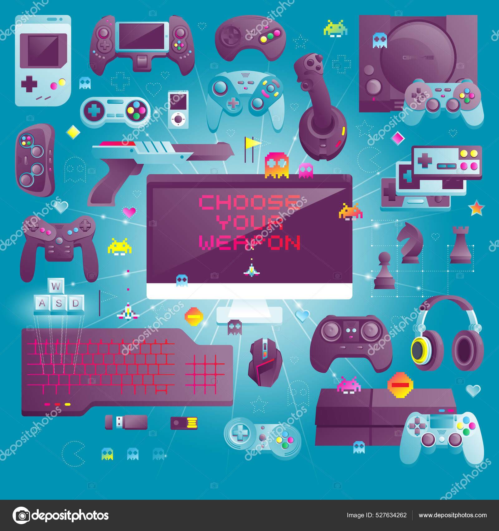 Video game icons set Stock Vector by ©karnoff 527634262