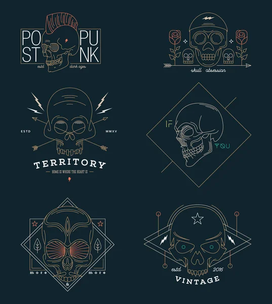 Thin line skull labels Stock Vector by ©karnoff 529564798
