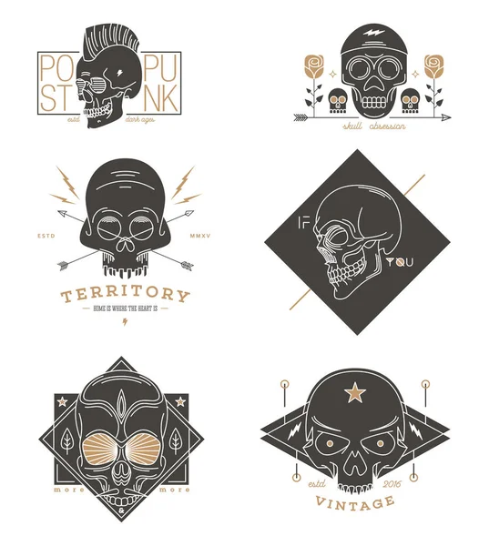 Thin line skull labels Stock Vector by ©karnoff 529564798