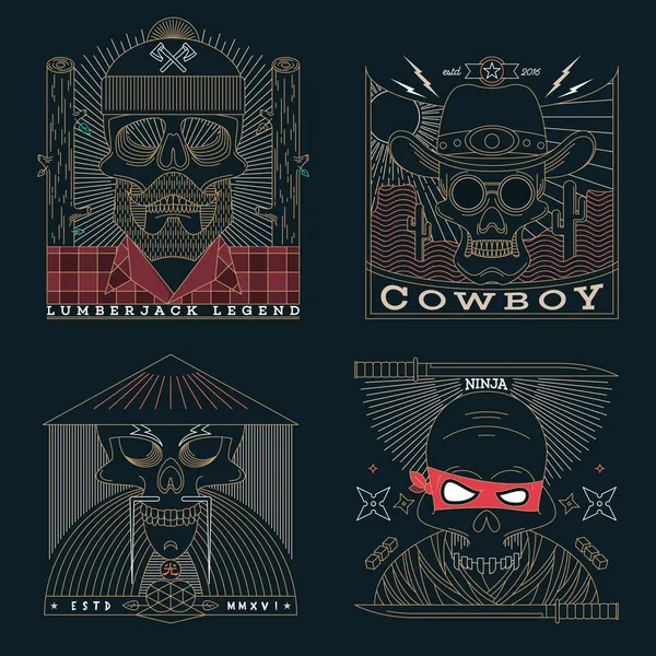 Thin line skull labels Stock Vector Image by ©karnoff #529564732