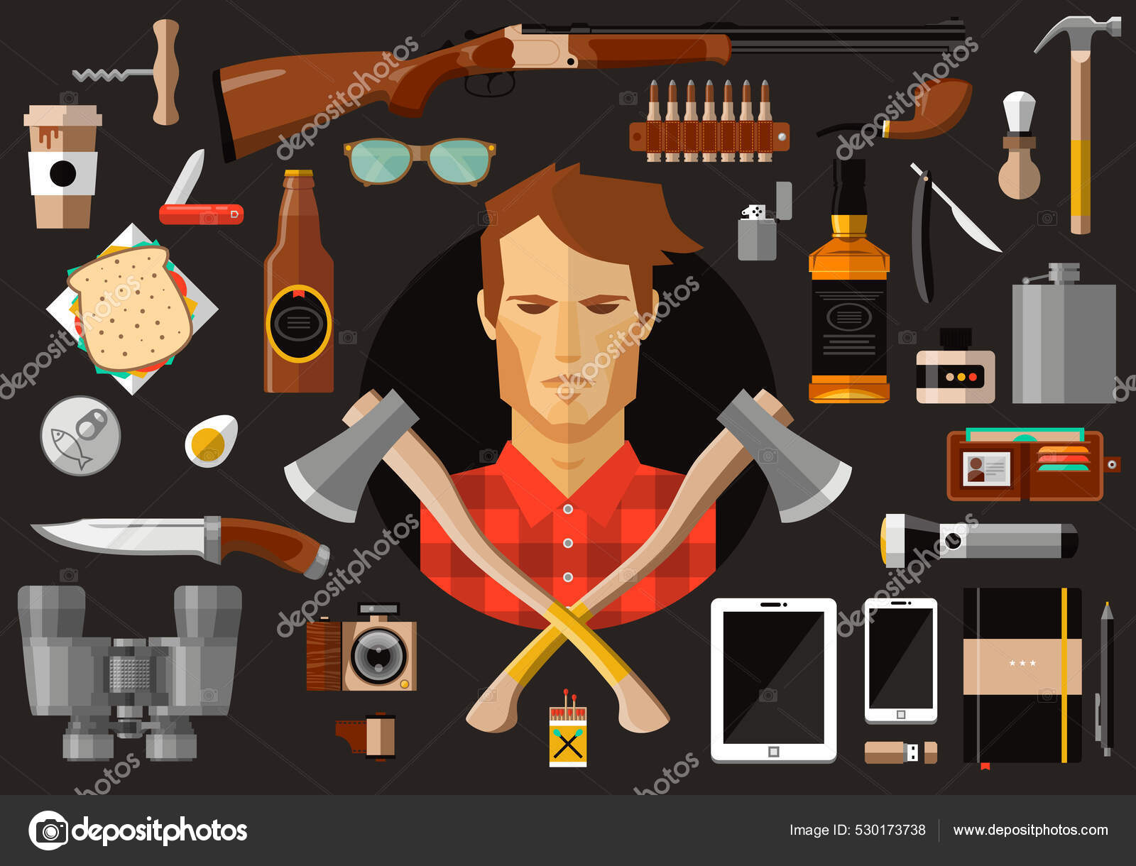Man tools and equipment Stock Vector Image by ©karnoff #530173738