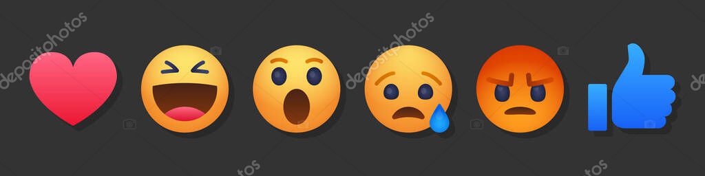 Facebook reaction icons Vector Art Stock Images | Depositphotos
