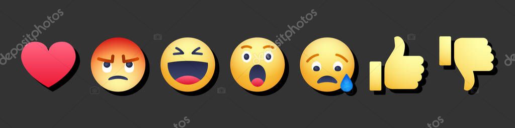 Facebook reaction icons Vector Art Stock Images | Depositphotos