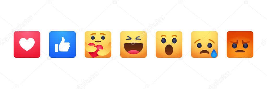 Facebook reaction icons Vector Art Stock Images | Depositphotos