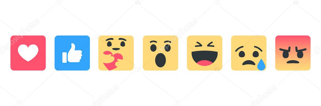 Facebook reaction icons Vector Art Stock Images | Depositphotos