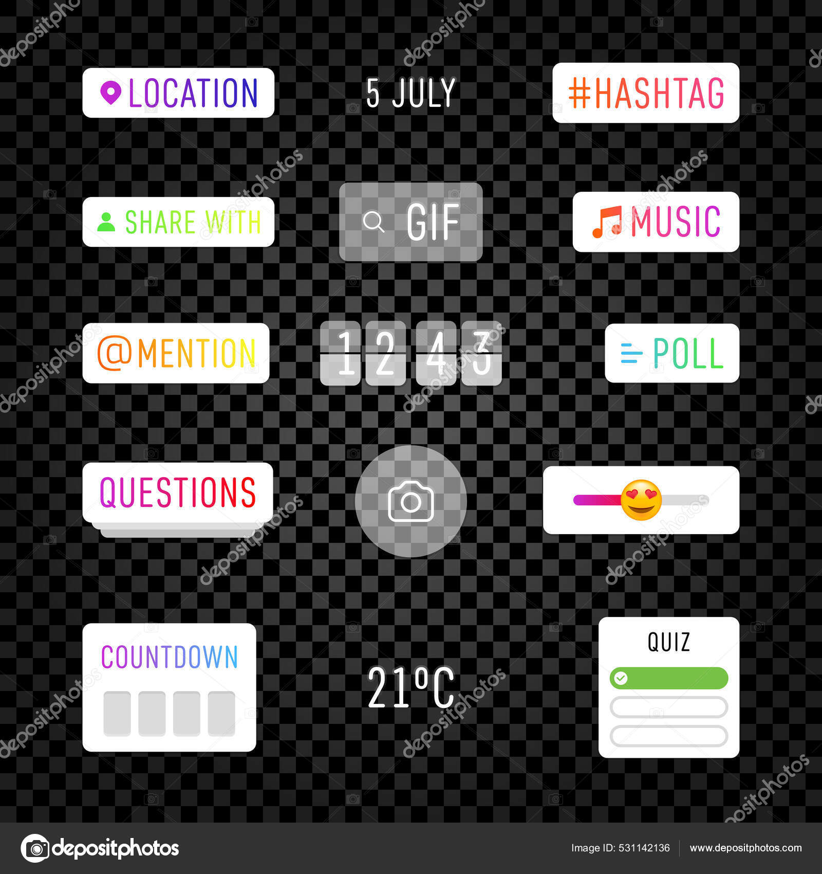 Social media interface stickers Stock Vector by ©karnoff #531142136