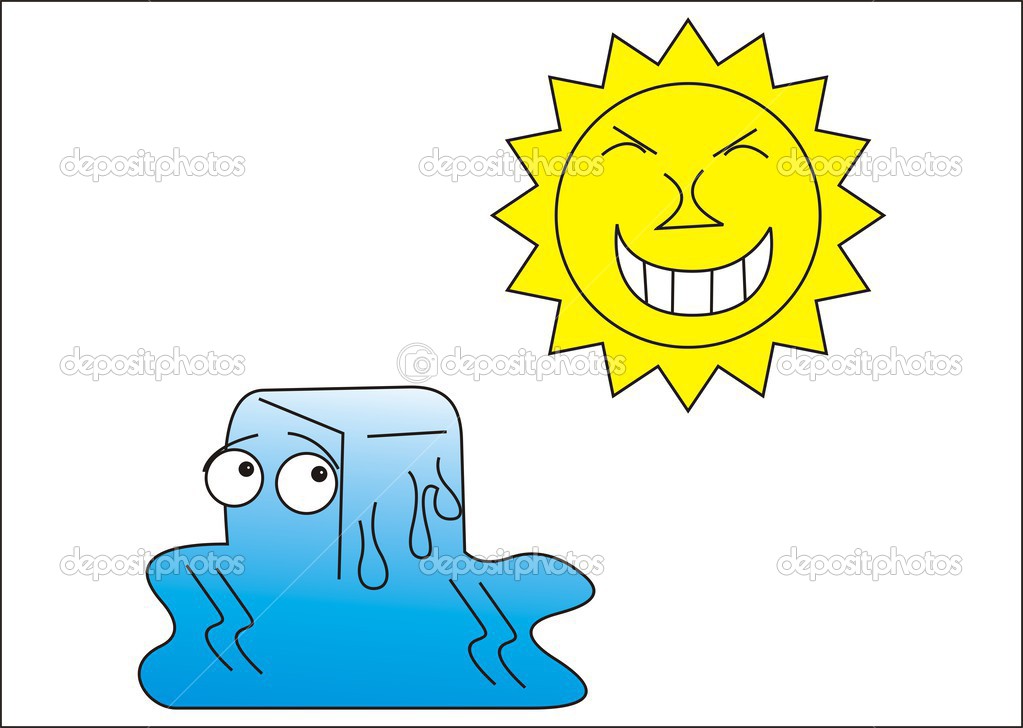 Cartoon evil Sun melts an ice cube Stock Vector Image by ©doklevise ...