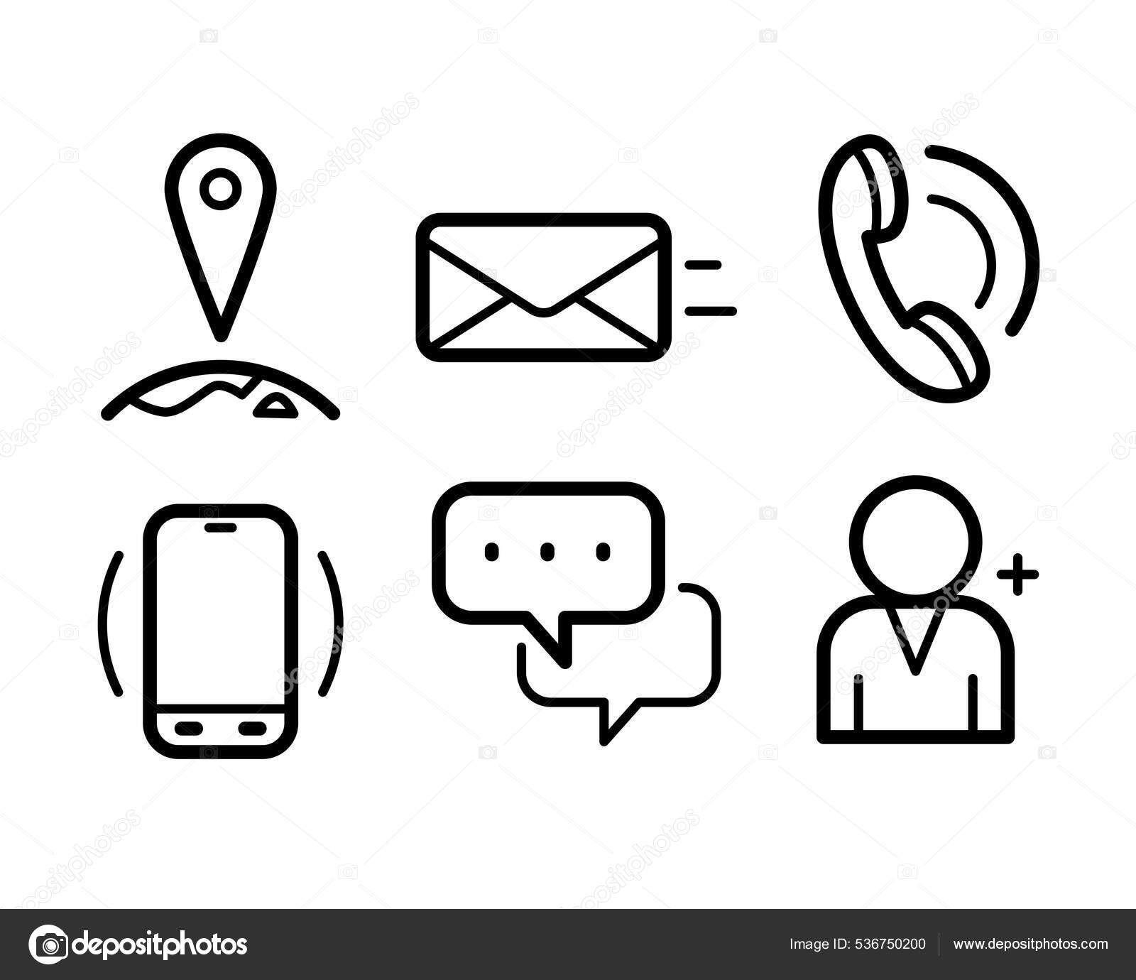 Conjunto Iconos Contacto Empresarial Diseño Línea Negra Simple Sobre ...