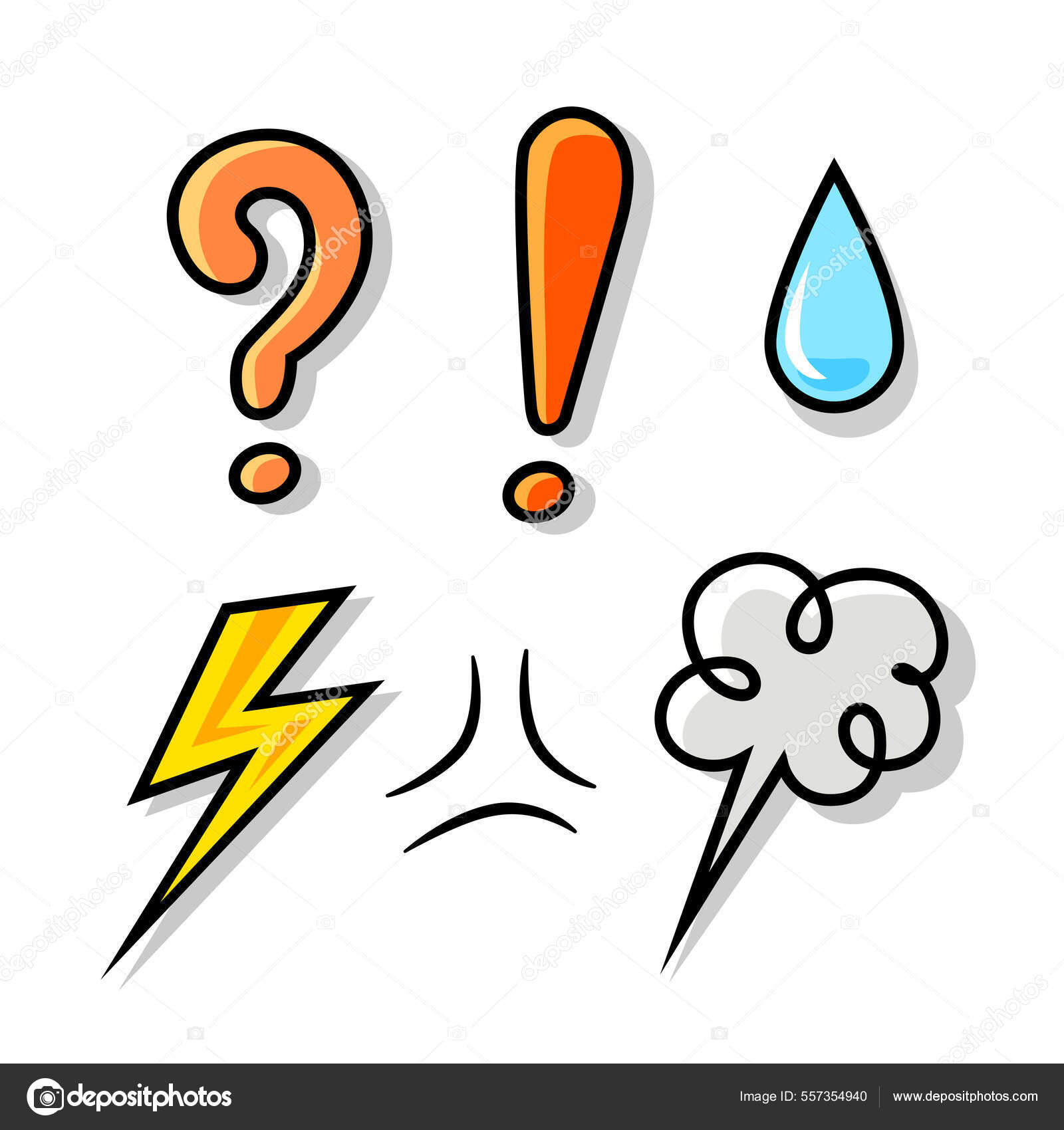 Question Mark Shocked Angry Comics Style Emotion Symbols Drawn White ...