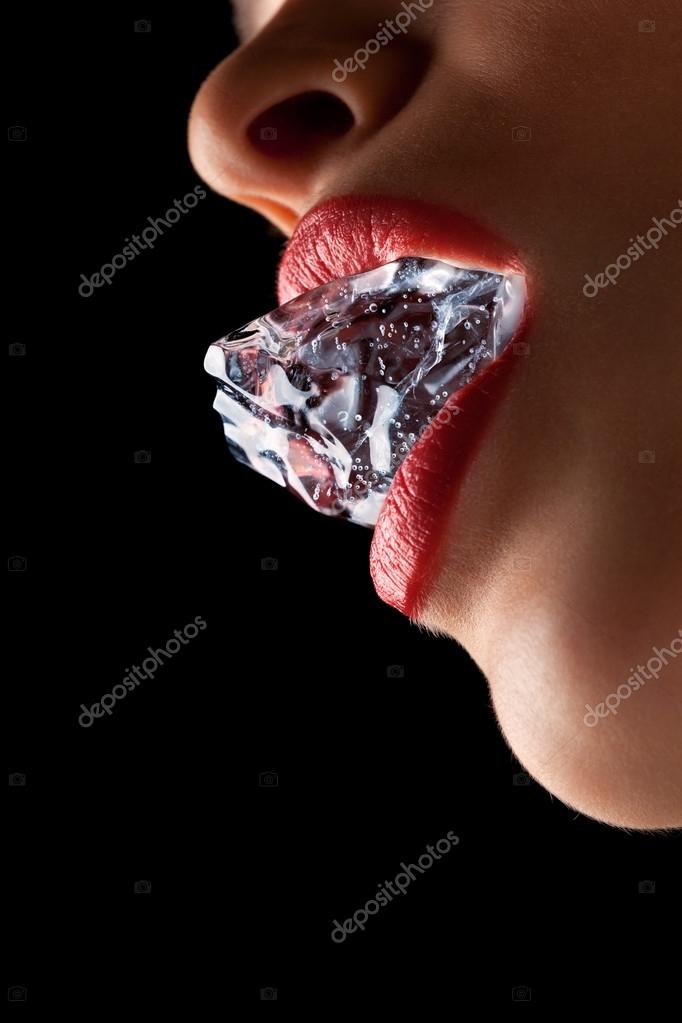 Ice cube in woman's mouth. Stock Photo by ©fisher.photostudio 44834119