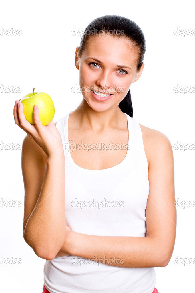 Girl with apple Stock Photo by ©chagin 44871545