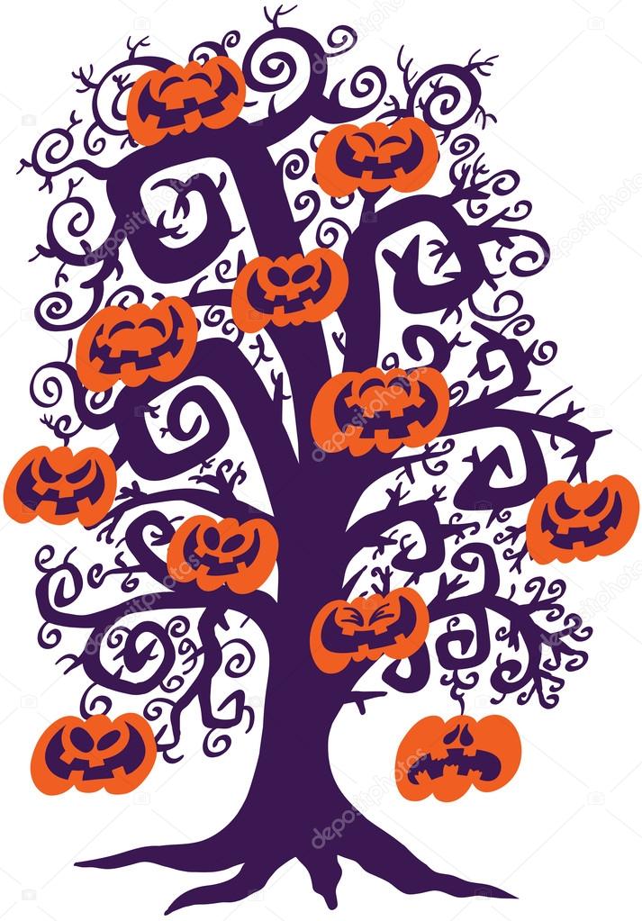 Halloween tree with orange pumpkins Stock Vector Image by ©zoo-co #44807641