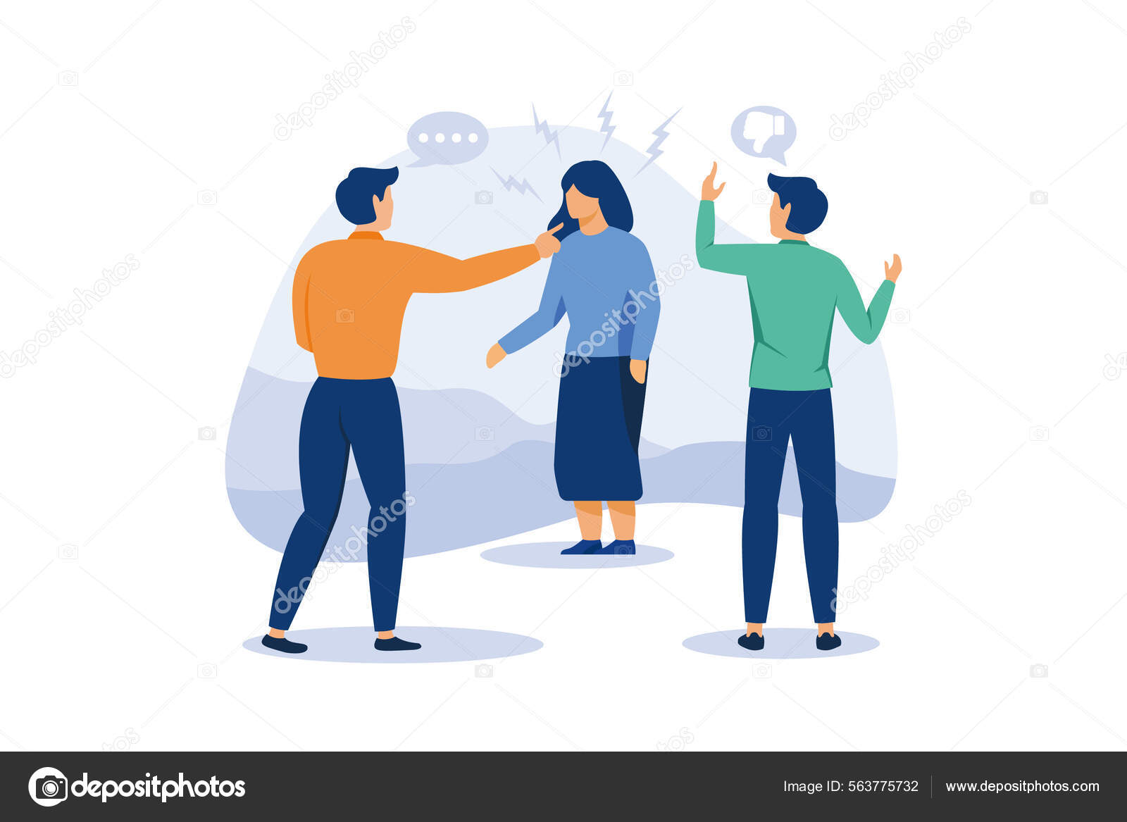 Bullying Attack Concept Flat Vector Illustration Aggression Humiliation Victim Pointing Stock ...